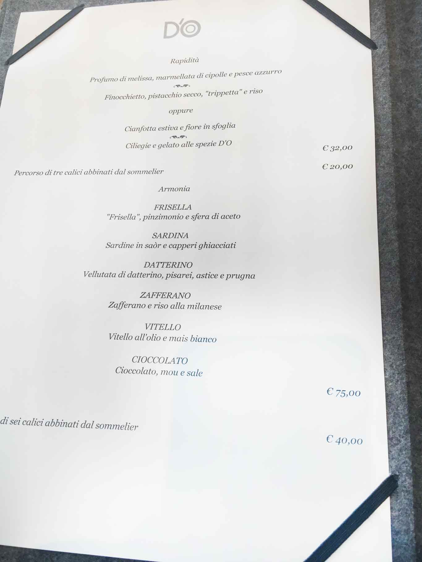 Ristoranti a Milano. Menu e prezzi del nuovo D'O di Davide Oldani